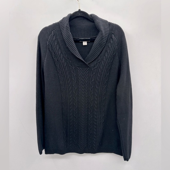 Coldwater Creek | Sweaters | Cold Water Creek Black Cable Knit V Neck ...